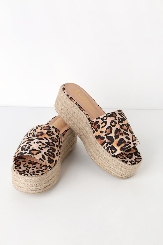 Cute Leopard Print Espadrilles - Espadrille Platform Slides - Lulus