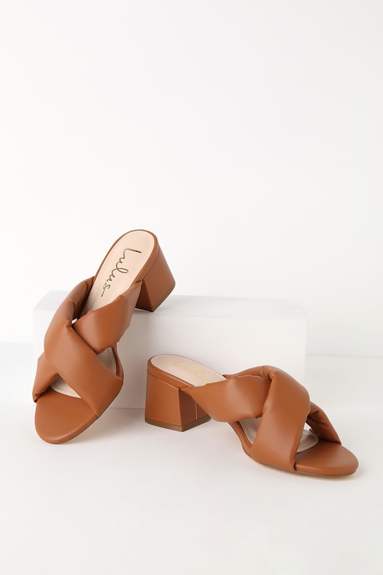 Lovely Camel Mules - Peep-Toe Mules - Slide-On Sandals - Lulus