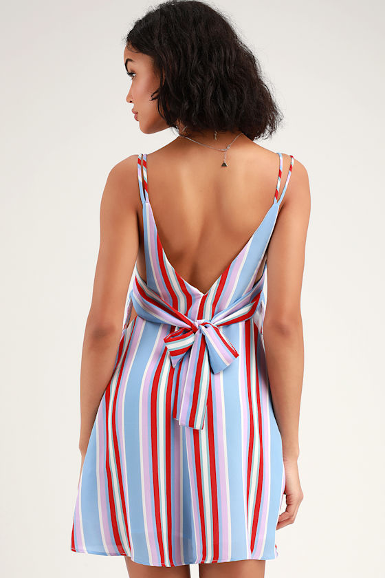 Cute Striped Dress - Light Blue Striped Dress - Tie-Back Dress - Lulus