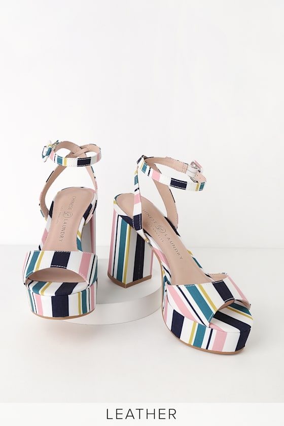 Chinese Laundry Theresa - Striped Heels - Striped Platform Heels - Lulus