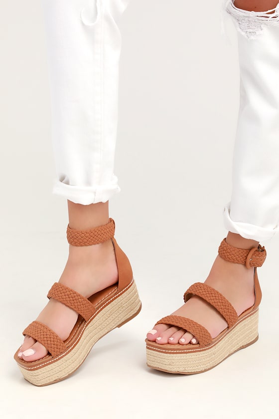 Chinese Laundry Zella - Tan Sandals - Espadrille Flatform Sandal - Lulus