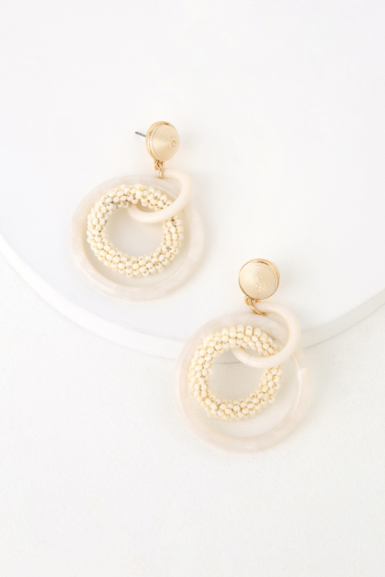 Cute Ivory Earrings - Circle Earrings - Acetate Earrings - Lulus