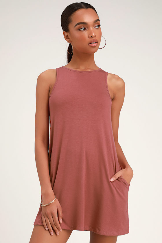 Cute Washed Rose Dress - Pink Swing Dress - Pink Casual Dress - Lulus