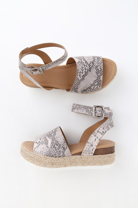 Cute Snake Print Sandals - Espadrille Sandals - Platform Sandals - Lulus