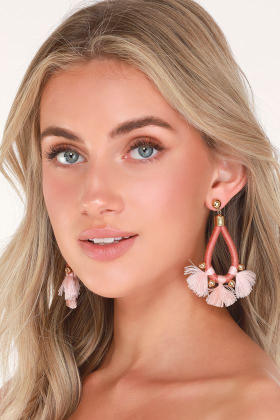 Cute Pink Earrings - Tassel Earrings - Thread-Wrapped Earrings - Lulus
