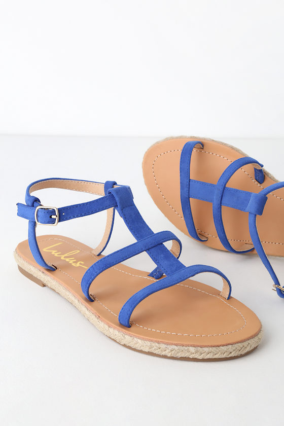 Cute Blue Suede Sandals - Gladiator Sandals - Espadrille Sandals - Lulus