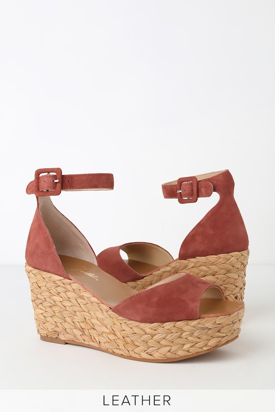 42 Gold Mindie - Genuine Suede Wedges - Espadrille Wedges - Lulus