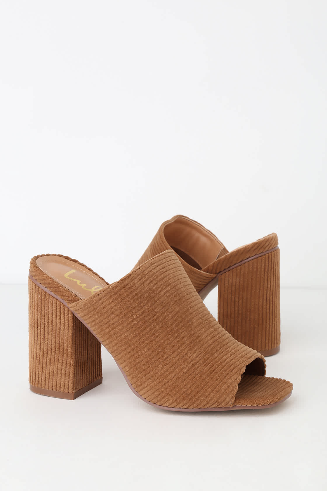 Cute Light Tan Mules - Corduroy Mules - Peep-Toe Mules - Lulus