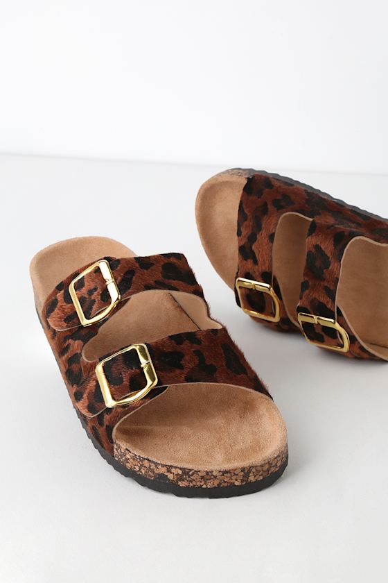 Cute Leopard Print Slides - Slide Sandals - Flat Sandals - Lulus