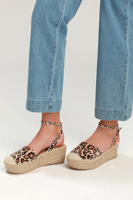 Leopard Print Espadrilles - Flatform Shoes - Platform Sandals - Lulus