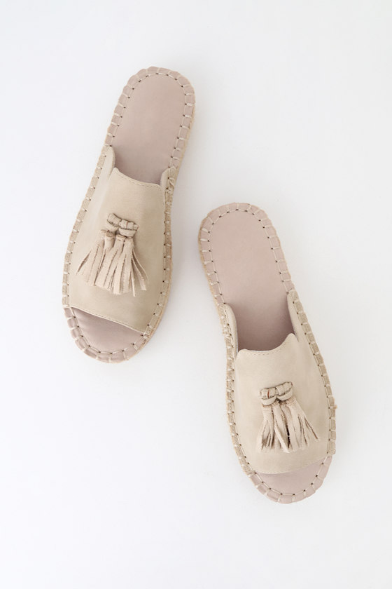 Chic Natural Slides - Vegan Suede Slides - Espadrille Slides - Lulus