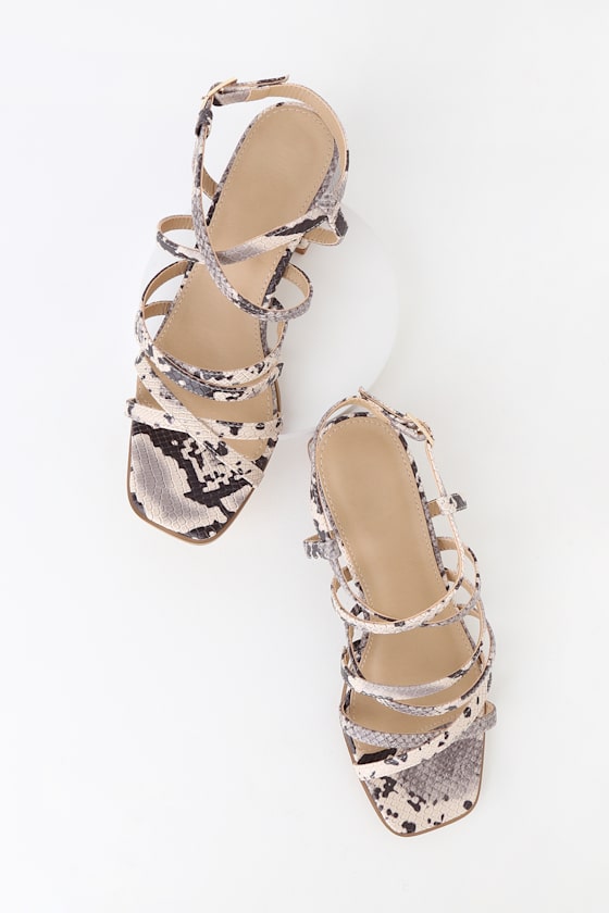 RAID Snake Print Sandals - High Heel Sandals - Vegan Snake Heels - Lulus