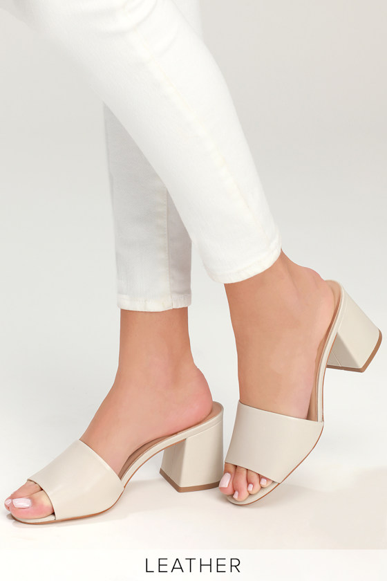 Lovely White Mules - Peep-Toe Mules - High-Heel Slides - Lulus