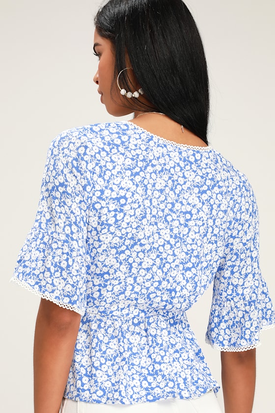 Lost + Wander Pick Me Top - Wrap Top - White Floral Print Top - Lulus
