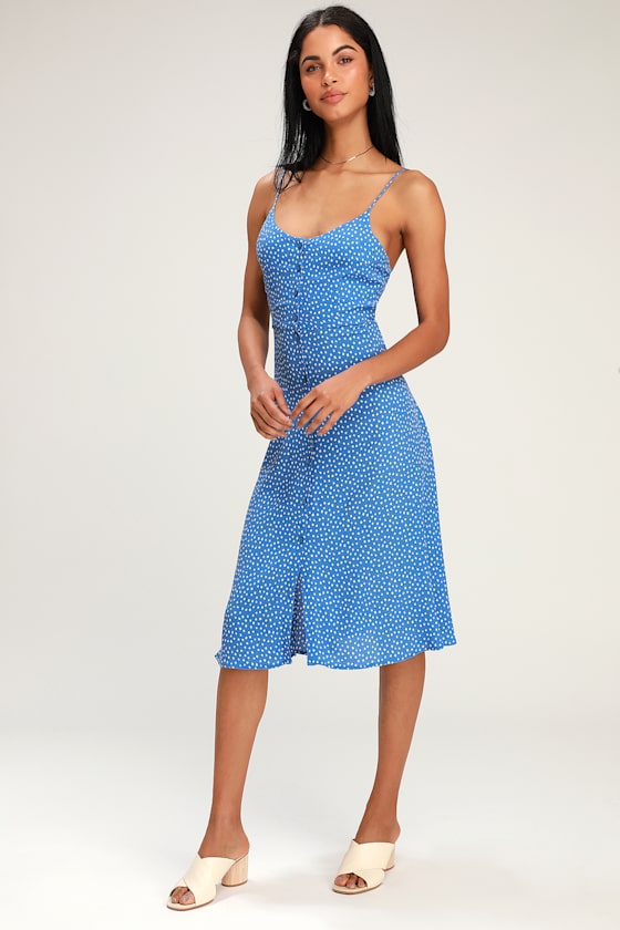 Rolla's Midsummer Mini - Blue Tulip Print Dress - Midi Dress - Lulus