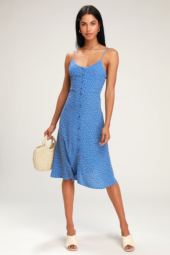 Rolla's Midsummer Mini - Blue Tulip Print Dress - Midi Dress - Lulus