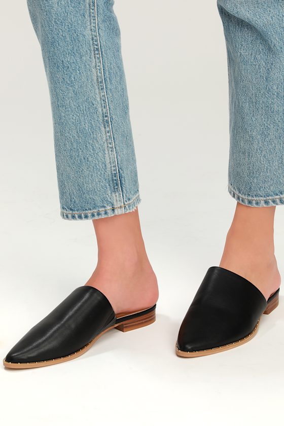 Report Ira - Black Mules - Pointed Toe Mules - Studded Mules - Lulus
