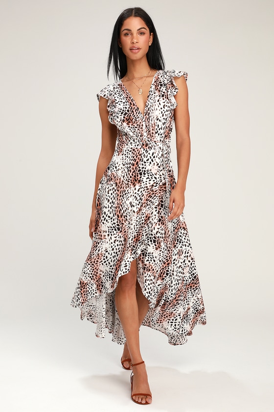 Kivari Zephyr White Leopard Print Dress Wrap Maxi Dress Lulus