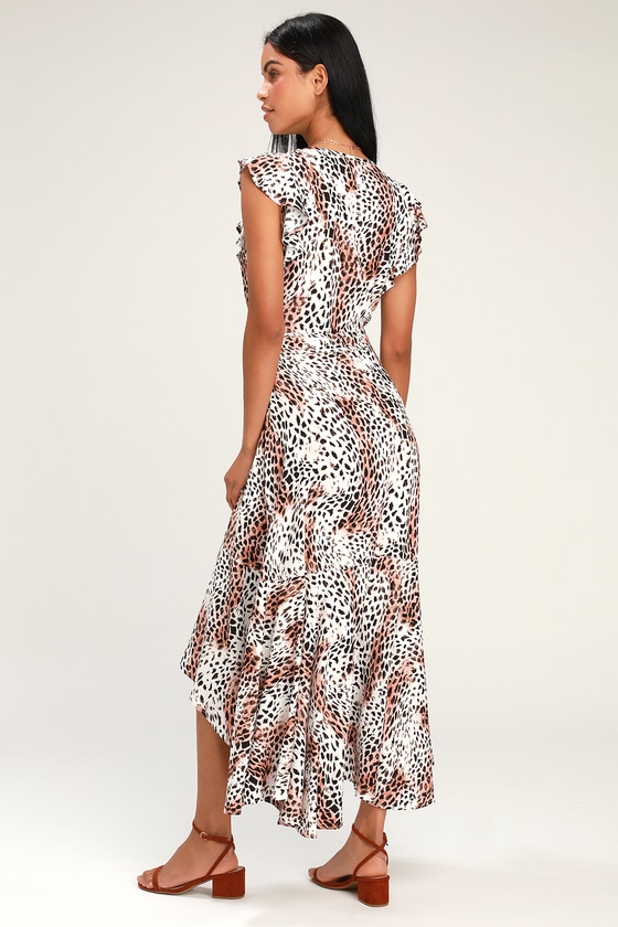 Kivari Zephyr White Leopard Print Dress Wrap Maxi Dress Lulus