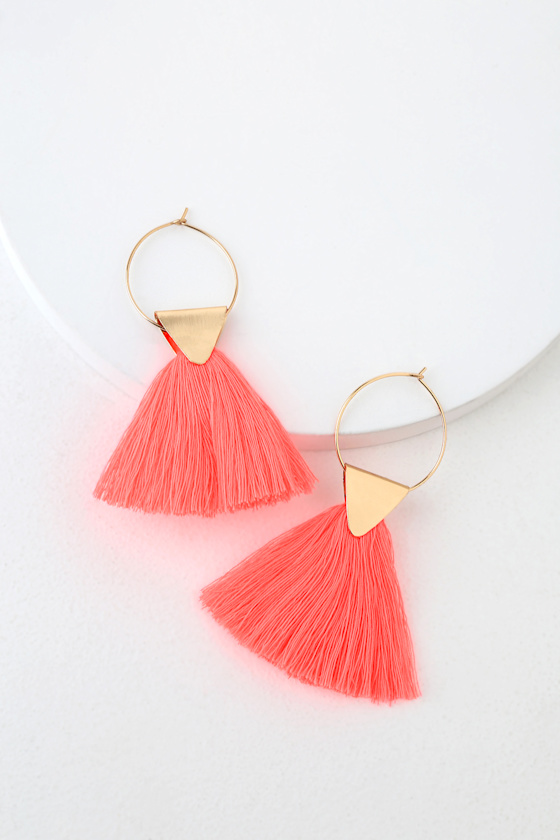 Cute Tassel Earrings - Neon Pink Earrings - Fringe Earrings - Lulus