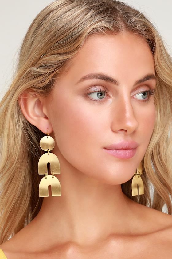 Cute Gold Earrings - Charm Earrings - Geometric Earrings - Lulus