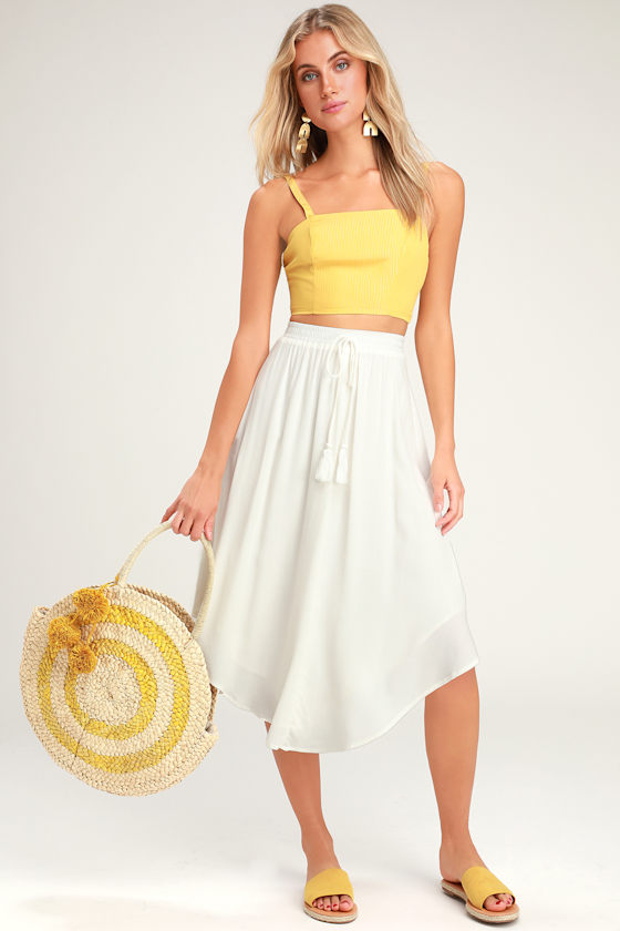 Trendy White Skirt - Ivory Tassel Skirt - Ivory Midi Skirt - Lulus