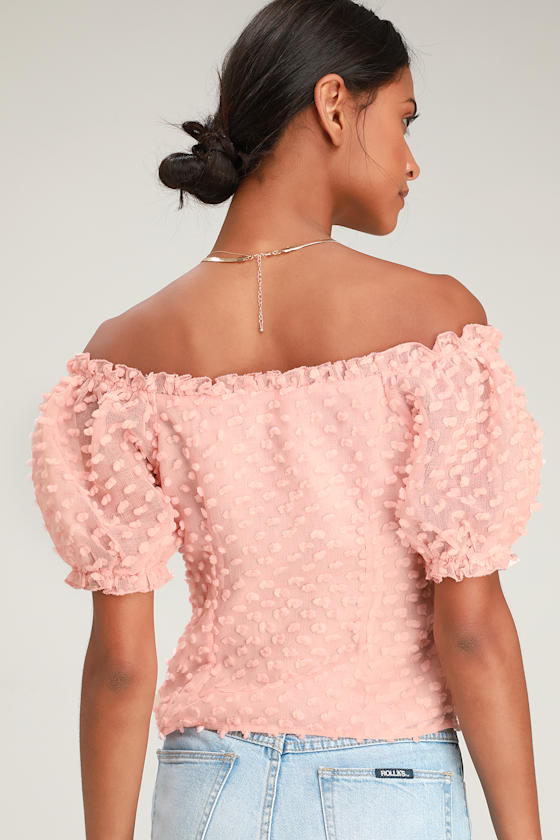 Chic Blush Pink Top - Textured Top - Off-the-Shoulder Top - Top - Lulus