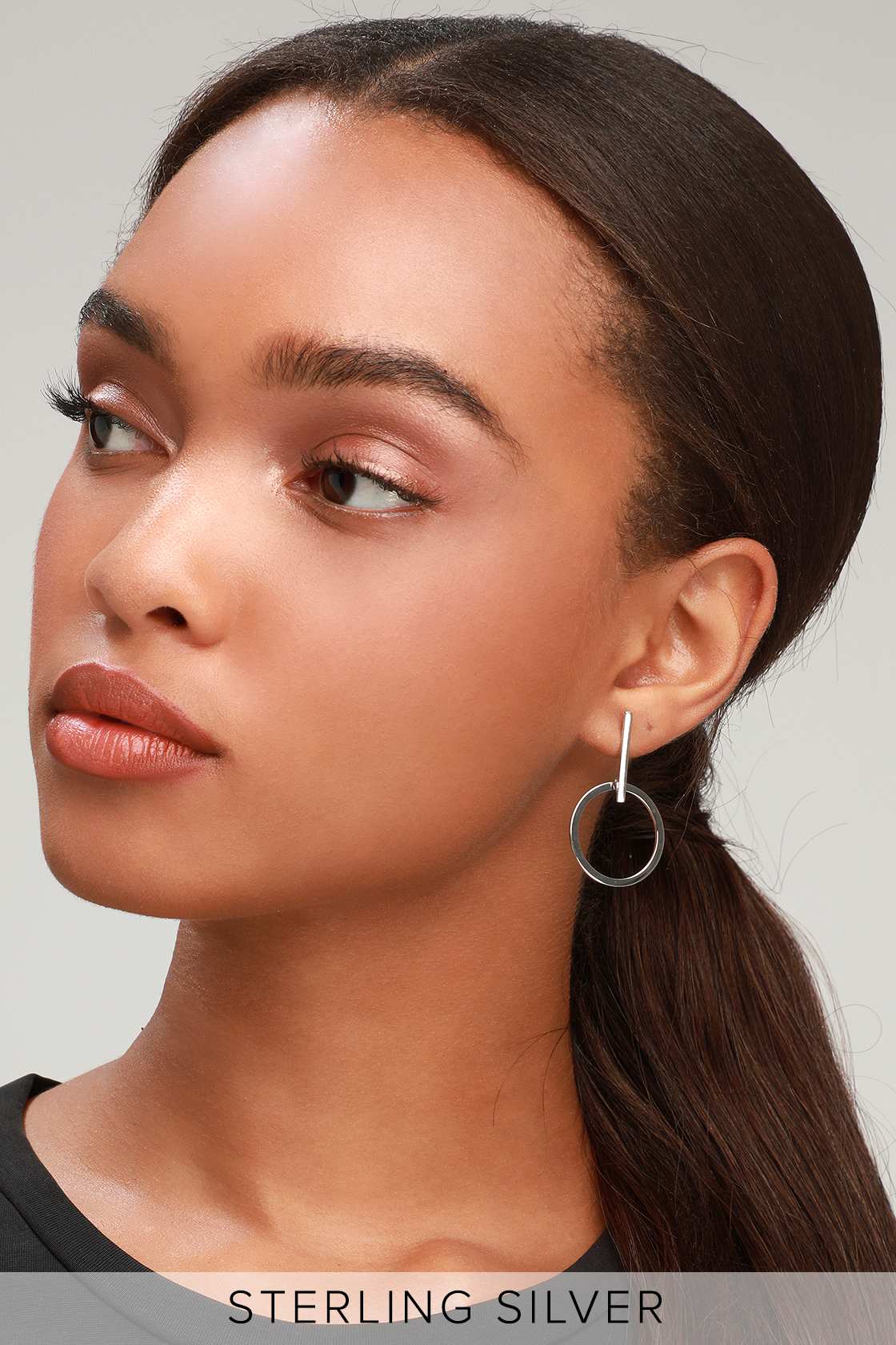 Lovely Silver Earrings - Sterling Silver Bar Circle Earrings - Lulus