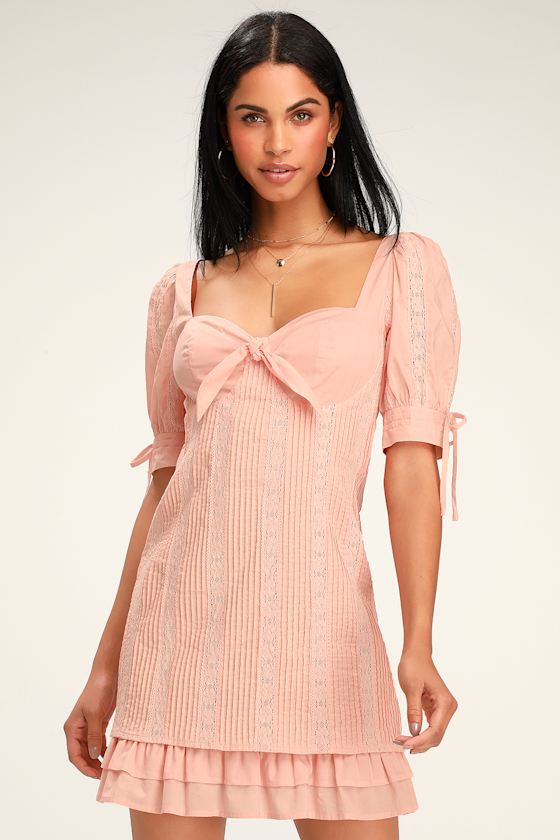 Cute Lace Dress - Blush Pink Lace Dress - Pink Lace Mini Dress