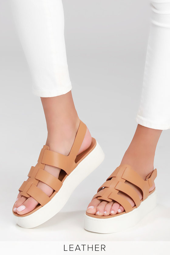 Steven Ginny - Tan Leather Flatform Sandals - Fisherman Sandals - Lulus