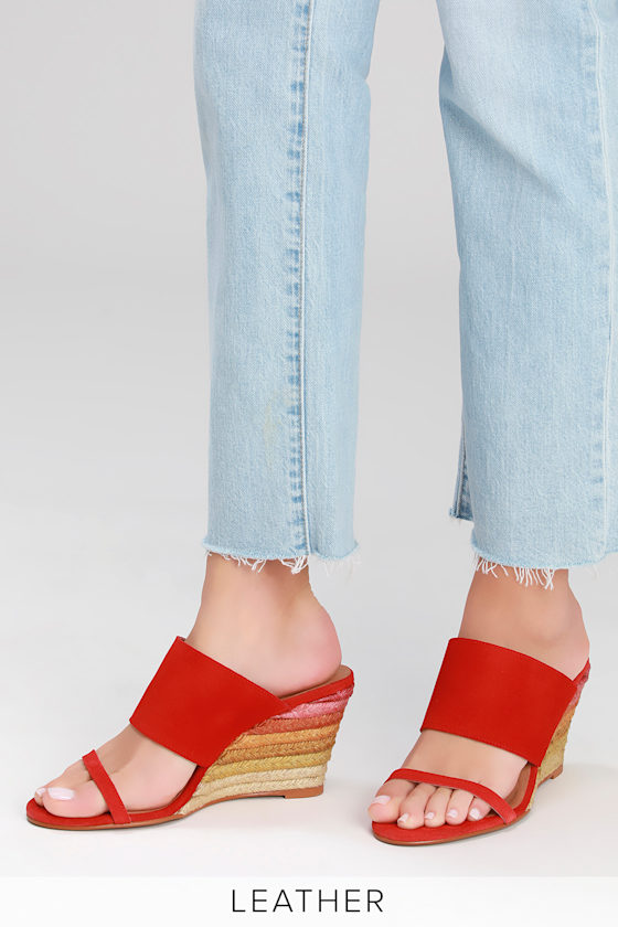 Free People Glorieta - Red Suede Leather Wedges - Espadrilles - Lulus