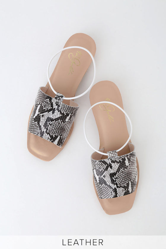 42 Gold Belize - Cream Snake Sandals - Genuine Leather Sandals - Lulus