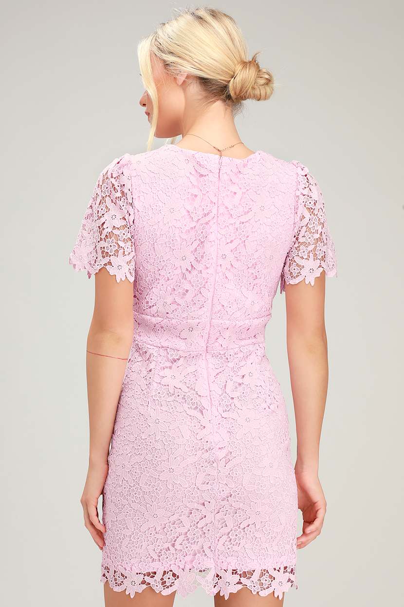 Pink Lace Dress With Sleeves