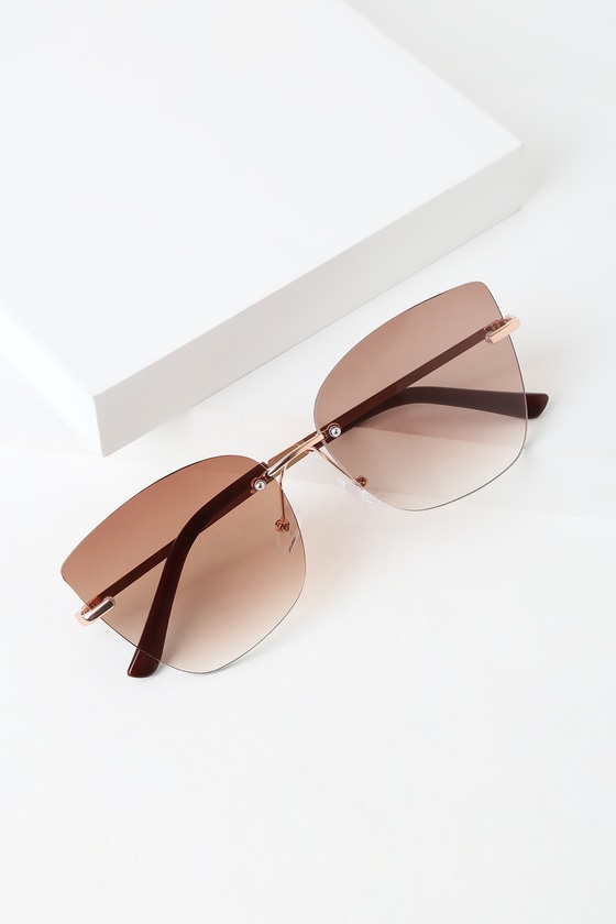 Cool Brown Sunglasses Frameless Sunglasses Brown Sunnies Lulus