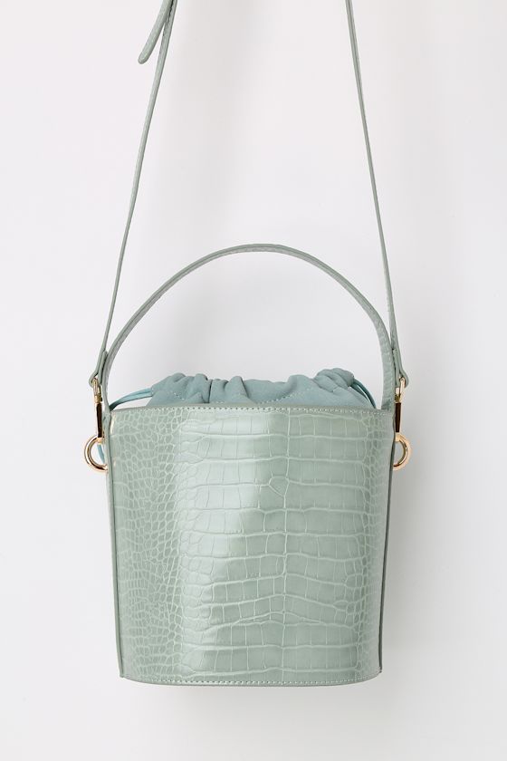 Cute Mint Green Bag - Bucket Bag - Crocodile-Embossed Bag - Lulus