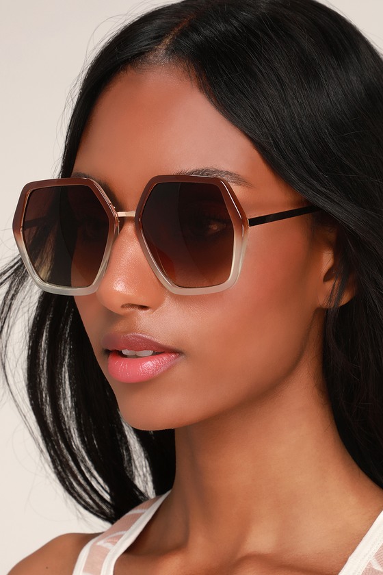 Brown And Clear Sunglasses Oversized Sunnies Sunglasses Lulus