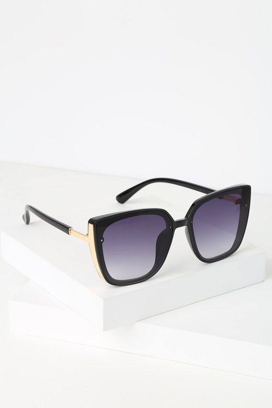 Chic Black Sunglasses Frameless Sunglasses Black Sunnies Lulus