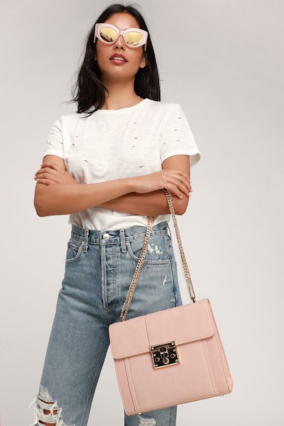 Chic Blush Pink Purse - Pink Handbag - Vegan Suede Handbag - Lulus