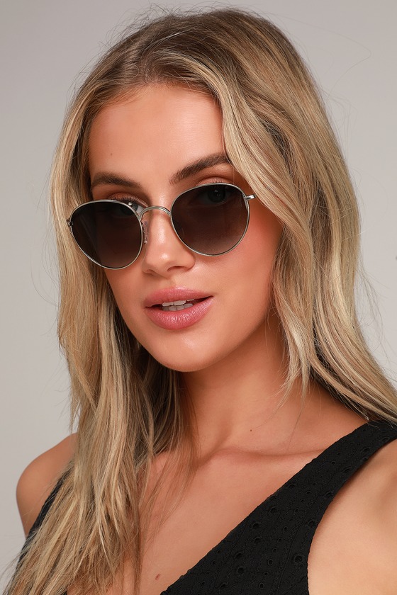 Sassy Silver Sunnies Rounded Sunnies Silver Gold Sunglasses Lulus
