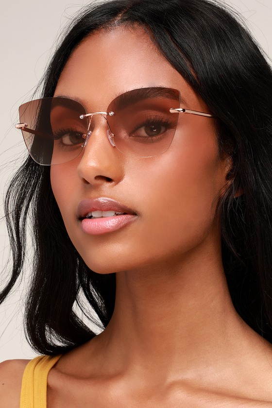 Cool Brown Sunglasses Frameless Sunglasses Brown Sunnies Lulus