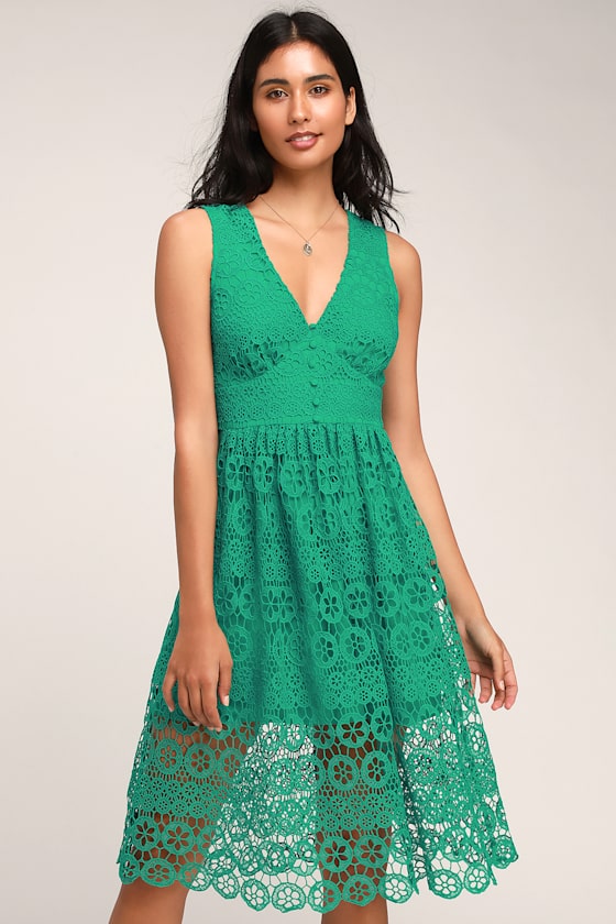 Cute Green Lace Dress - Lace Dress - Lace Midi Dress - Dress - Lulus