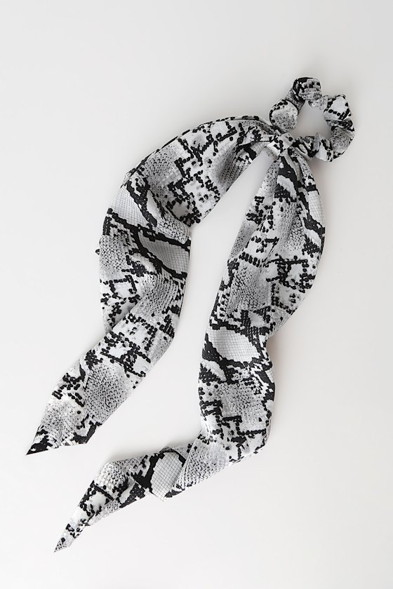 Cute Black Scarf - Snake Ponytail Holder - Scarf Ponytail Holder