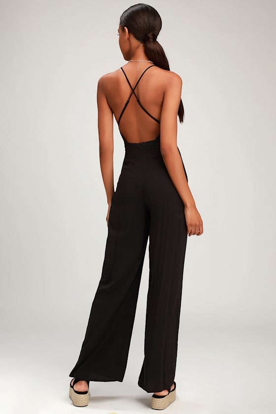 Cute Black Jumpsuit - Tie-Front Jumpsuit - Sleeveless Jumpsuit