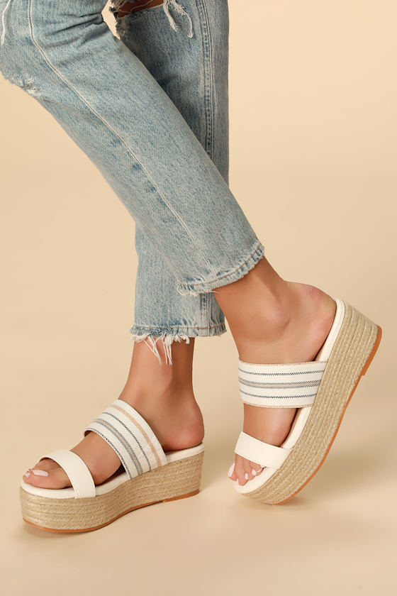 Cute White Sandals - Flatform Sandals - Platform Slides - Lulus