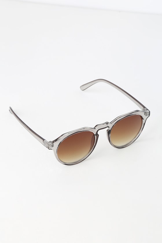 Cute Grey Sunglasses - Clear Grey Sunnies - Round Sunglasses - Lulus