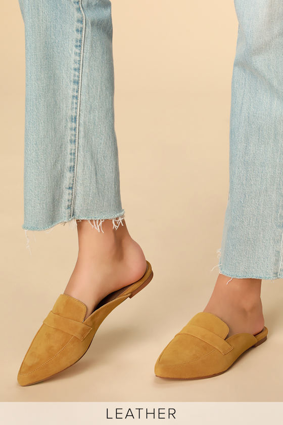 Steve Madden Flavor Slides - Loafer Slides - Mustard Slides - Lulus