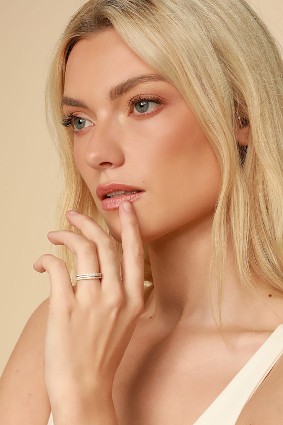 Mixed Metal Ring Set - Rhinestone Ring Set - Cubic Zirconia Rings - Lulus