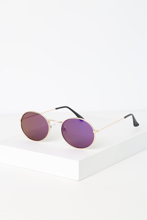 Cute Purple Sunnies - Oval Sunglasses - Mirrored Sunglasses