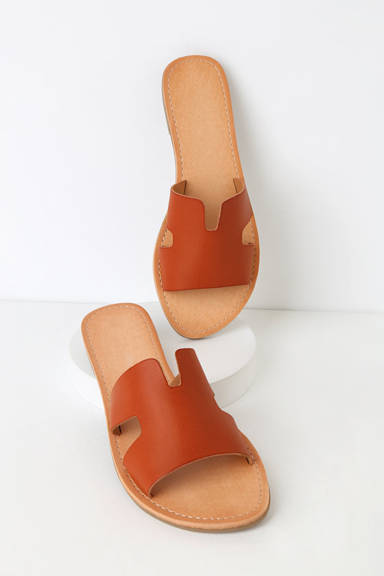 Cool Orange Sandals - Slide Sandals - Slip-On Sandals - Lulus