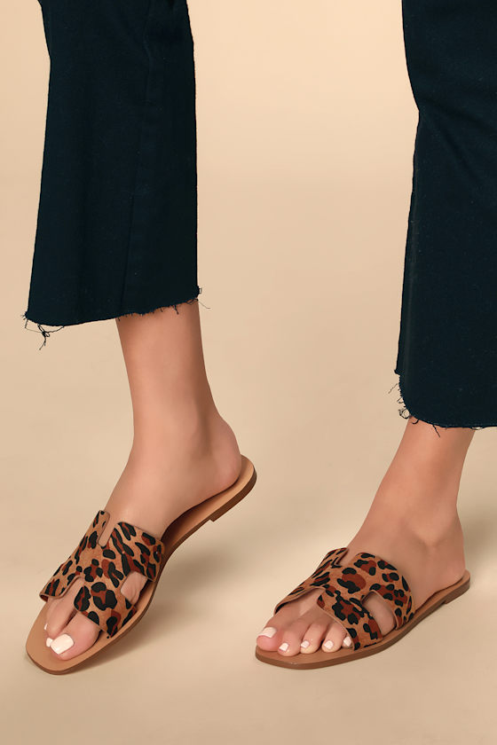 Cute Leopard Sandals - Slide Sandals - Leopard Slide Sandals - Lulus